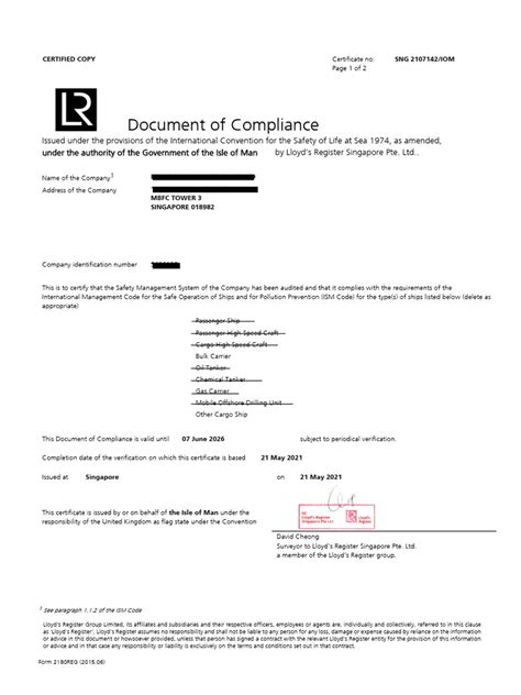Document Of Compliance For Ism Pdf Ships Oil Tanker
