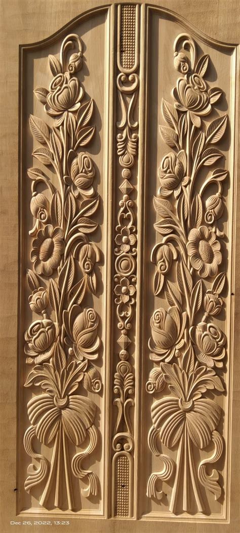 Intricately Carved Flower Door