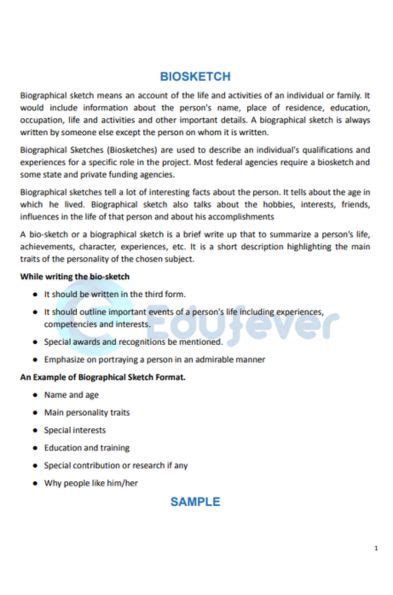 Cbse Class 11 English Biosketch Pdf