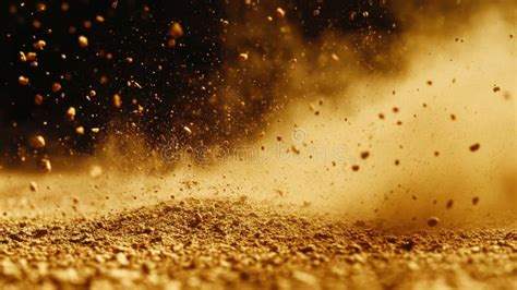 Golden Dust Particles Exploding Across Ground Stock Illustration