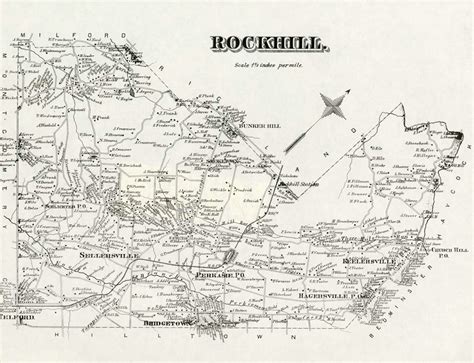 Art Prints Of Bucks County Map Rockhill Bucks County Vintage Map