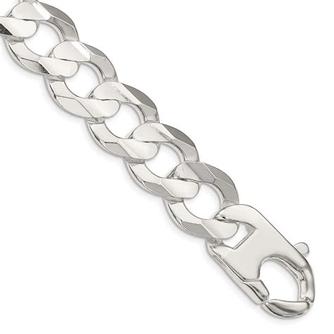 Primal Silver Sterling Silver 1575mm Concave Beveled Curb Chain