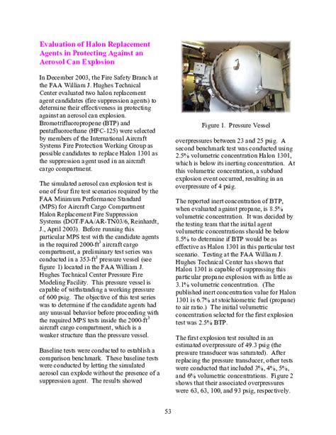 Evaluation Of Halon Replacement Agents In Protecting Against An Aerosol Can Explosion Skybrary