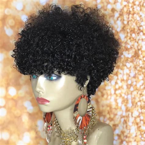 Stock New Human Real Low Porosity Hair Short Bob Pixie Cut Wigs Brazilian Glueless None Lace