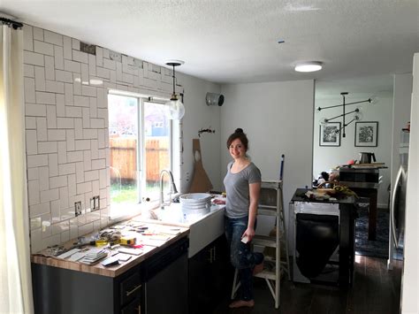 Straight Herringbone Tile Backsplash Tutorial Create Enjoy