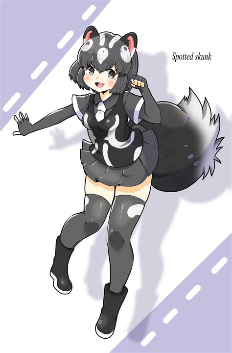 Penchuan Qi Spotted Skunk Kemono Friends Kemono Friends Commentary Request Highres 1girl