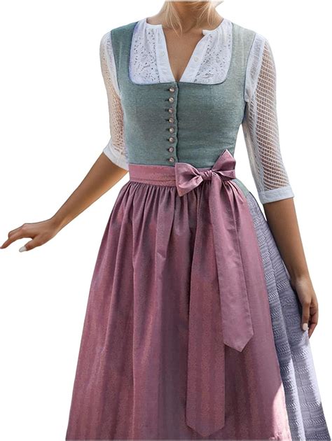 Trachtenkleid Für Damen Elegant Dirndl Mit Schürze Für Oktoberfest Und