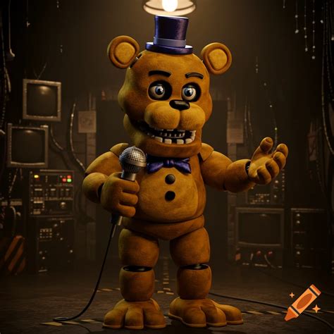A Realistic 3d Render Of Freddy Fazbear A Brown Animatronic Bear In A