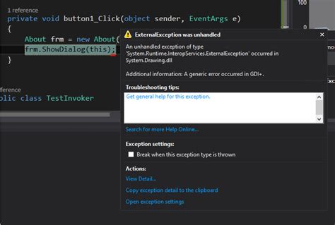 C Systemruntimeinteropservicesexternalexception Occured In System