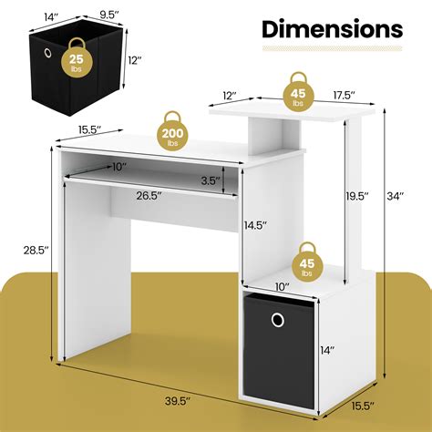 Space Saving Computer Desk With Pull Out Keyboard Tray Costway