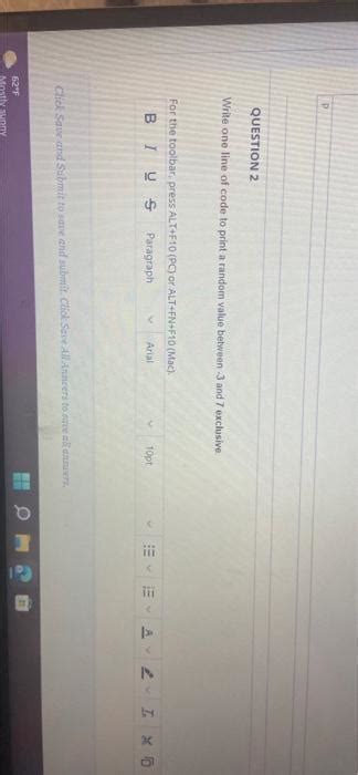 solved Р question 2 write one line of code to print a random