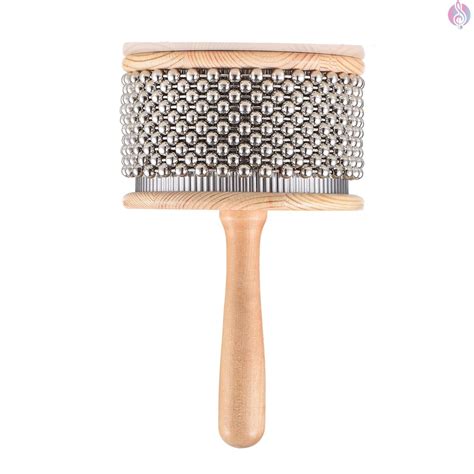 [gadp] Wooden Cabasa Percussion Musical Instrument Metal Beaded Chain And Cylinder Pop Hand Shaker
