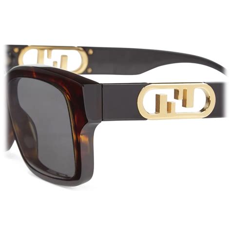 Fendi Olock Rectangular Sunglasses Havana Sunglasses Fendi