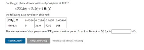 Solved For The Gas Phase Decomposition Of Phosphine At 120∘c