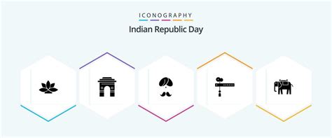 Indian Republic Day 25 Glyph Icon Pack Including Turba People Indian