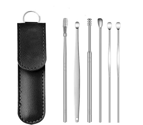 Stainless Steel Ear Wax Removal Tool Set 6 Piece Spiral Ear Pick Kit