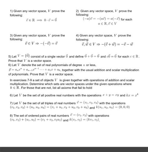 Solved Given Any Vector Space V Prove The Following Chegg