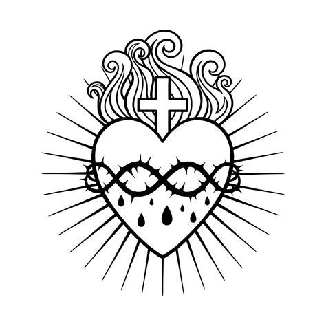 O Sagrado Coração Do Senhor Jesus Vector A Ilustração Vetor Premium