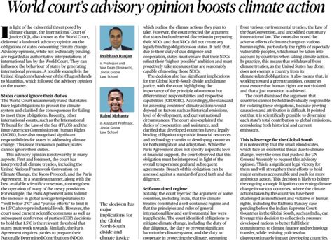 Sharing Prabhash Ranjan And My Op Ed Piece On The Recent Advisory Opinion Of The Icj On Climate