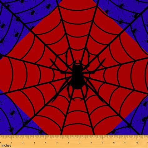 Manfei Cartoon Spider Fabric By The Yard 2 Yards Black Red Blue