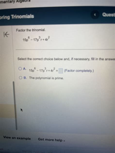 Answered K Factor The Trinomial 15p ³ 17p³t4² Bartleby