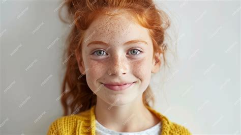 Premium Photo Headshot Of Happy Ginger Girl Of European Appearance