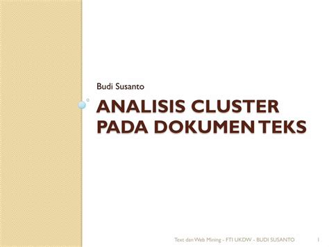 Pdf Budi Susanto Analisis Cluster Pada Dokumen …lecturer Ukdw Ac Id