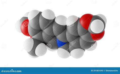 Berberine Molecule Quaternary Ammonium Salt Molecular Structure Isolated 3d Model Van Der