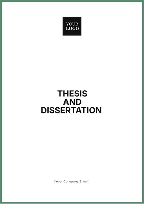 Free Thesis And Dissertation Template To Edit Online
