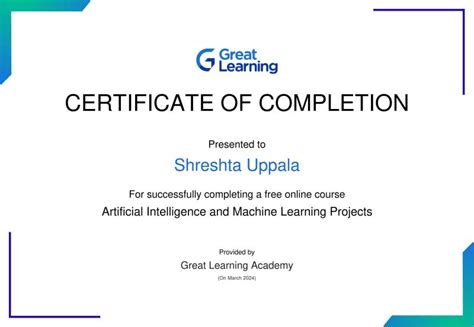 Earned A Certificate In Ai And Ml Projects From Great Learning Shreshta Uppala Posted On The