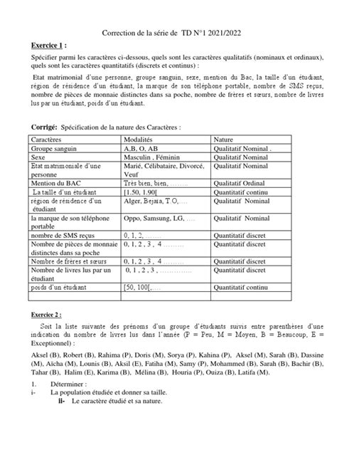 Correction De La Série De Td 1tp Pdf