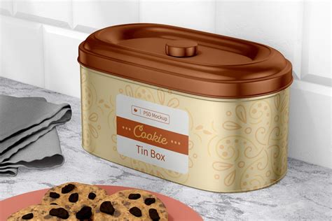 Rectangular Cookie Tin Box Psd Mockup Original Mockups