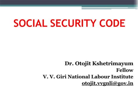 Code On Social Security 2020 Part I Pptx