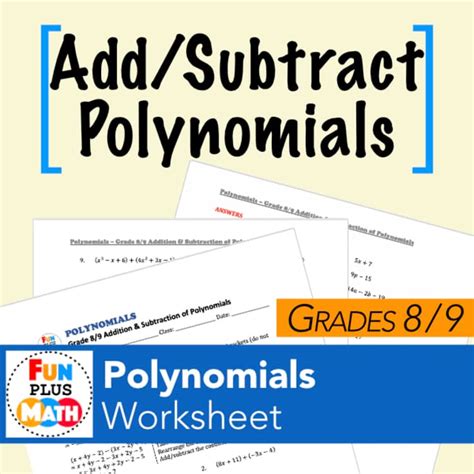 Grade 8 9 Addition And Subtraction Of Polynomials By Fun Plus Math