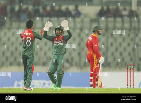 Bangladeshs Afif Hossain L Celebrates With Teammate Mushfiqur Rahim