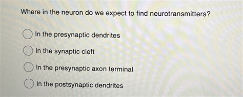 Solved Where In The Neuron Do We Expect To Find