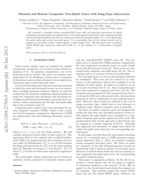 Pdf Minimal And Robust Composite Two Qubit Gates With Ising Type Interaction