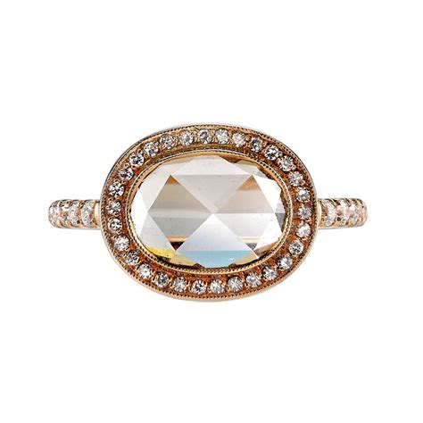 Rose Cut Diamond Halo Engagement Ring At 1stdibs