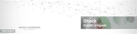 배너 디자인 또는 머리글을 위해 점과 선을 연결하는 추상적 인 배경과 기하학적 패턴 바닥글 디자인 요소에 대한 스톡 벡터 아트 및 기타 이미지 바닥글 디자인 요소