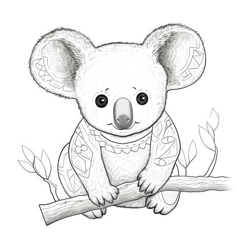 A Black And White Drawing Of Koala Koala Hand Drawn Koala Coloring Page
