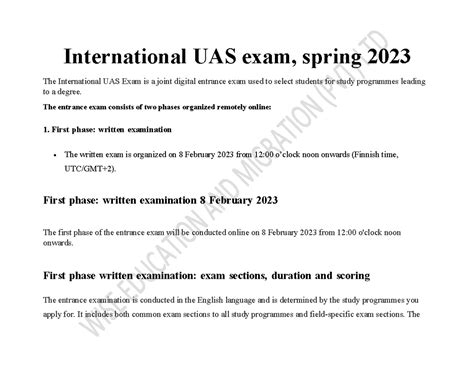 International Uas Exam Guidelines International Uas Exam Spring 2023 The International Uas