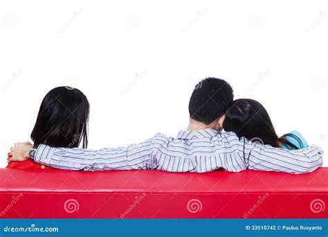 Un Triangolo Amoroso Di Due Donne E Di Un Uomo Fotografia Stock