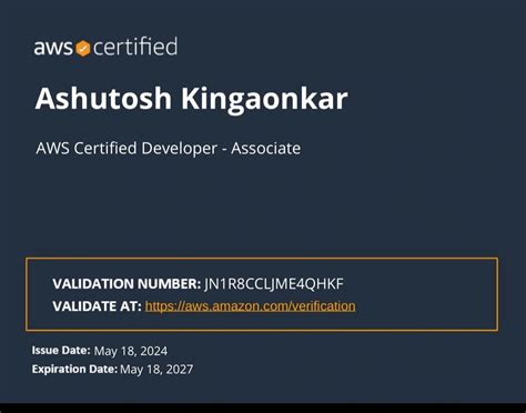 Ashutosh Kingaonkar On Linkedin Successfully Renewed Aws Certified Developer Associate