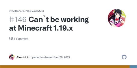 Can`t Be Working At Minecraft 119x · Issue 146 · Xcollateralvulkanmod · Github
