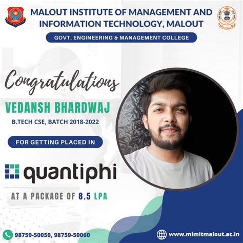 Congratulations Vedansh Bhardwaj Cse Department Mimit Malout
