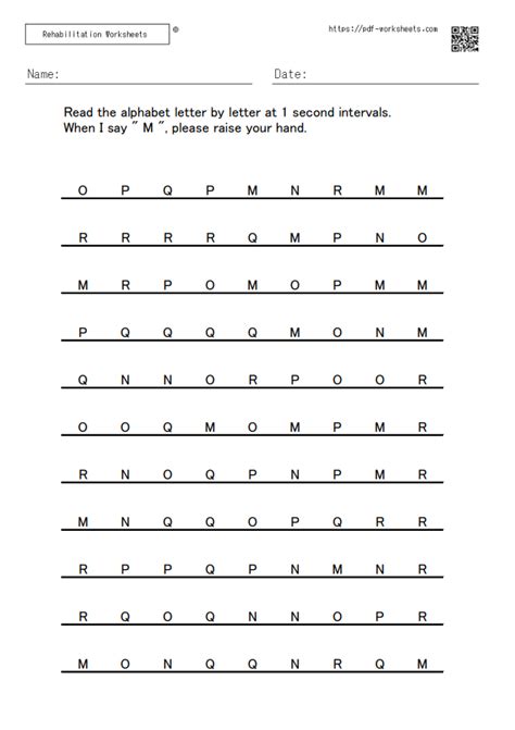 Auditory Detection Task S X 30 Sheets Rehabilitation Worksheets