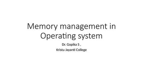 Memory Management in OS | PPT