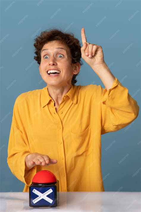 Free Photo Young Adult Pressing Buzzer Button