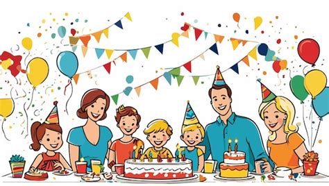 Fête De Famille Célébration Dun Anniversaire Inoubliable Vecteur Premium