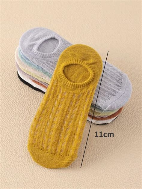 10 Pairs Women Thin Anti Slip Invisible Boat Socks Mesh Air